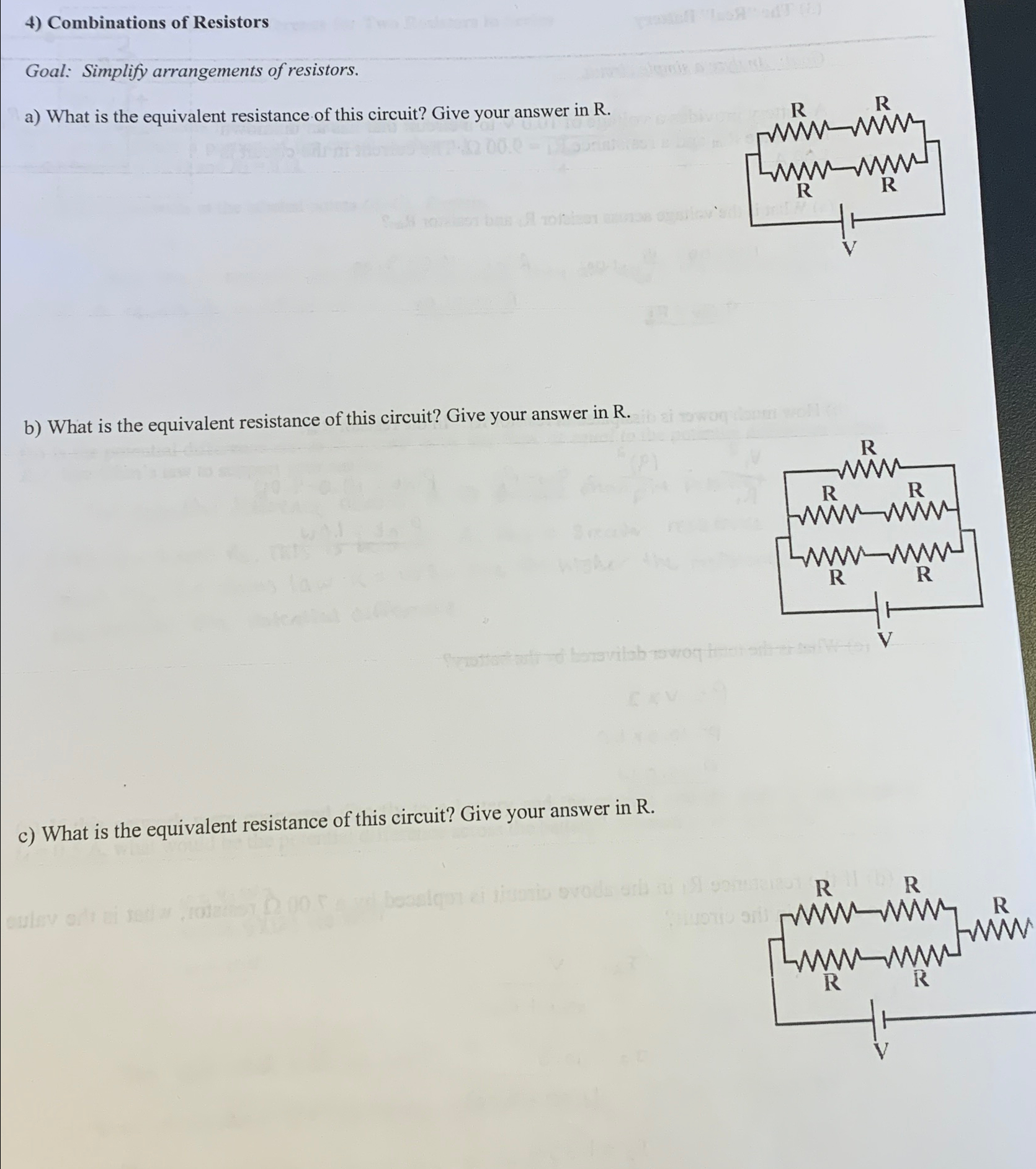 Solved Combinations of ResistorsGoal: Simplify arrangements | Chegg.com