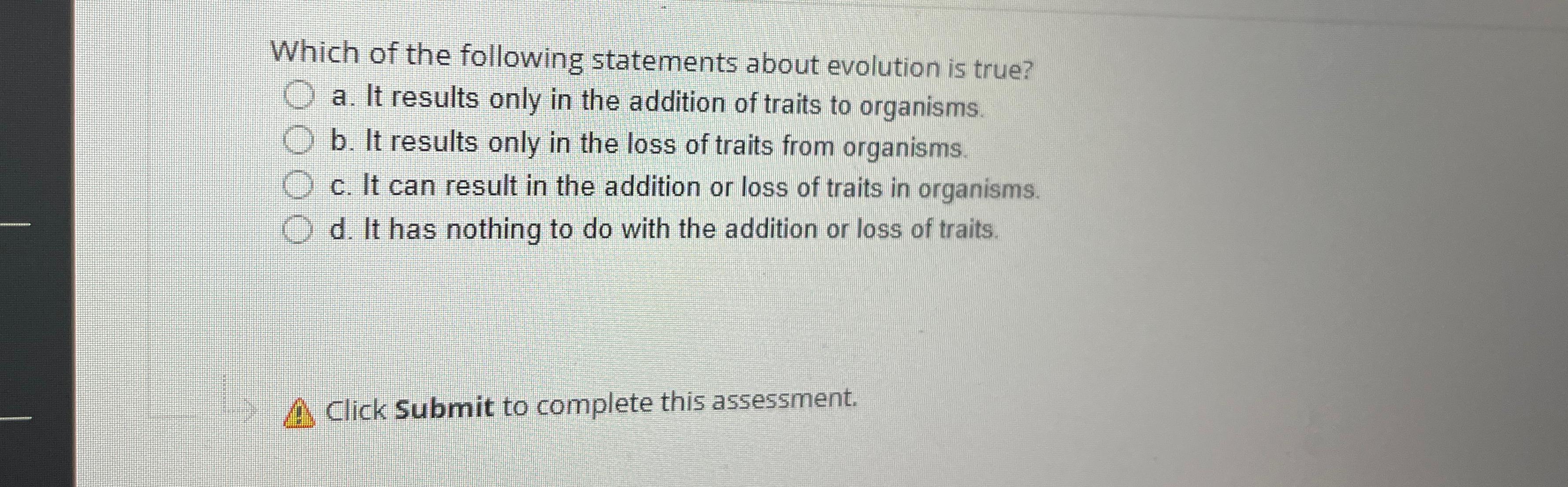 Solved Which of the following statements about evolution is | Chegg.com
