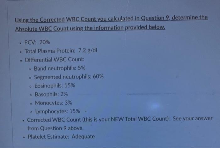 Solved Use the information provided below to calculate the | Chegg.com