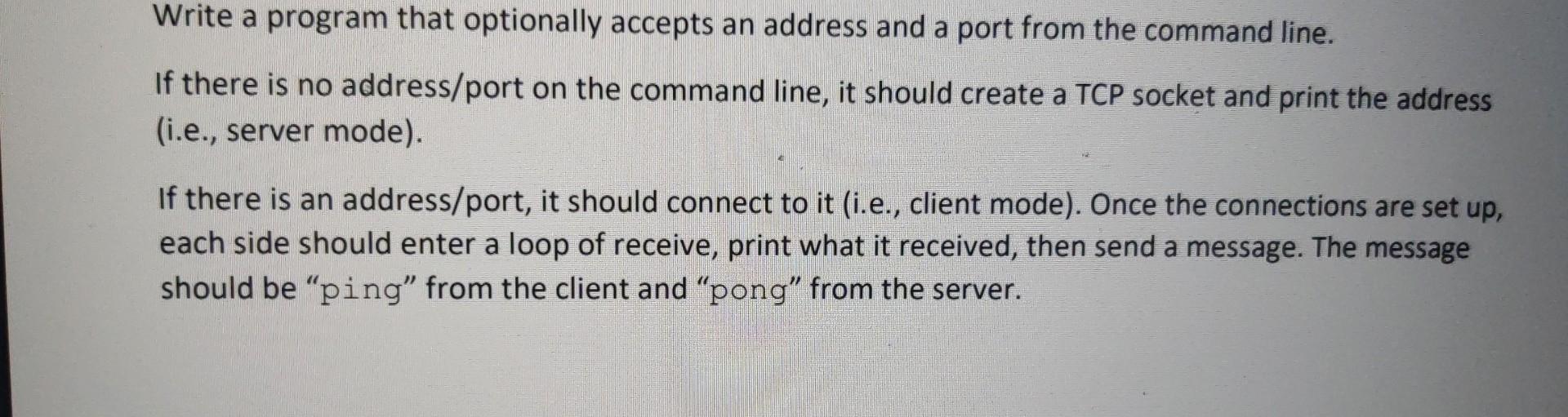 Solved Hints: - You will need to pick a port for the server | Chegg.com