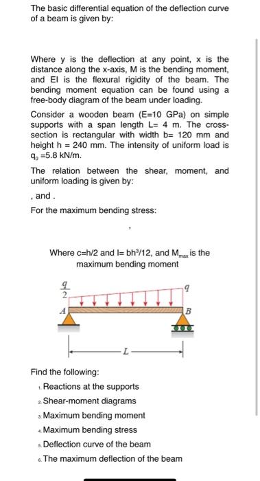 Solved The basic differential equation of the deflection | Chegg.com