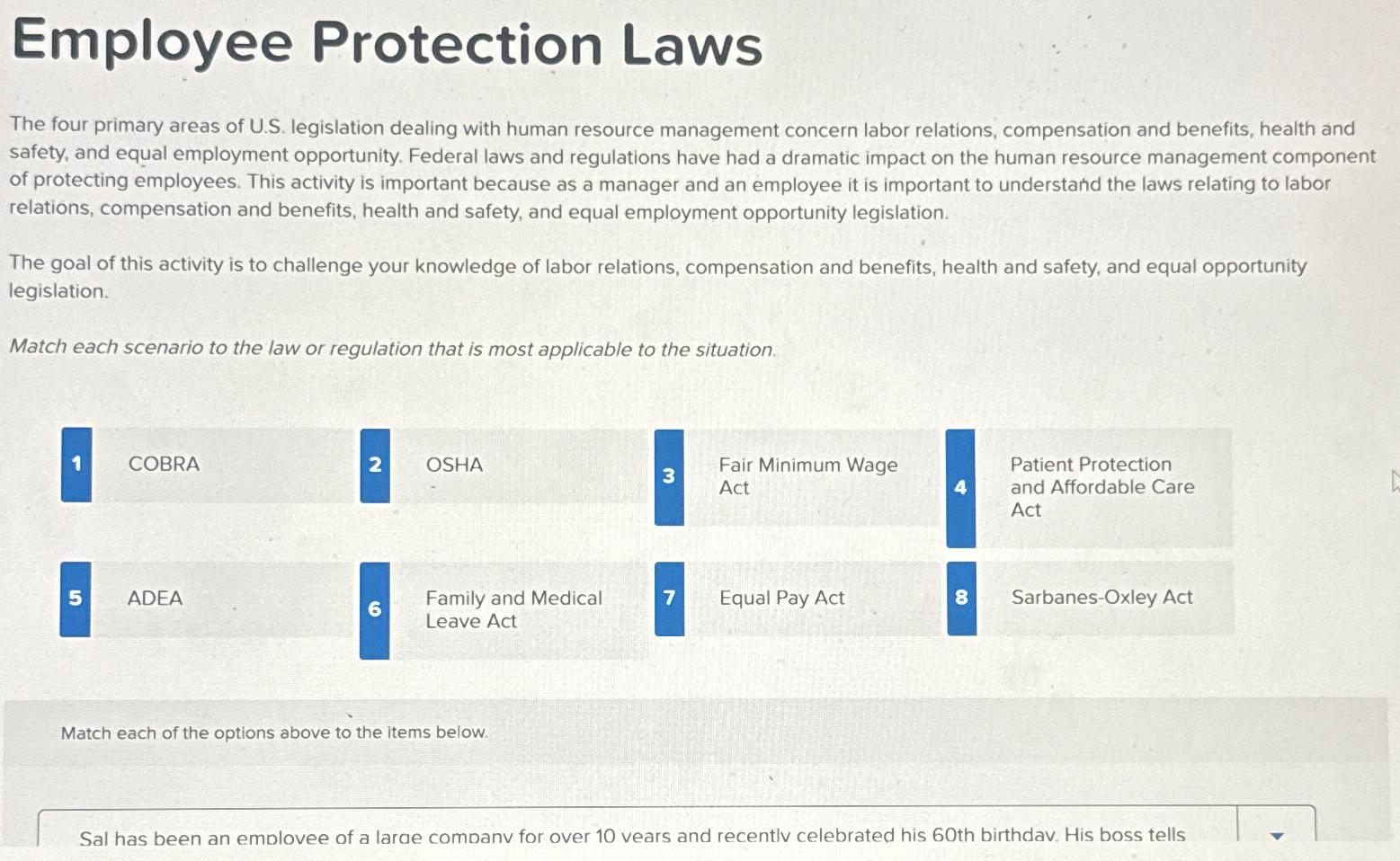 Solved Employee Protection Laws | Chegg.com