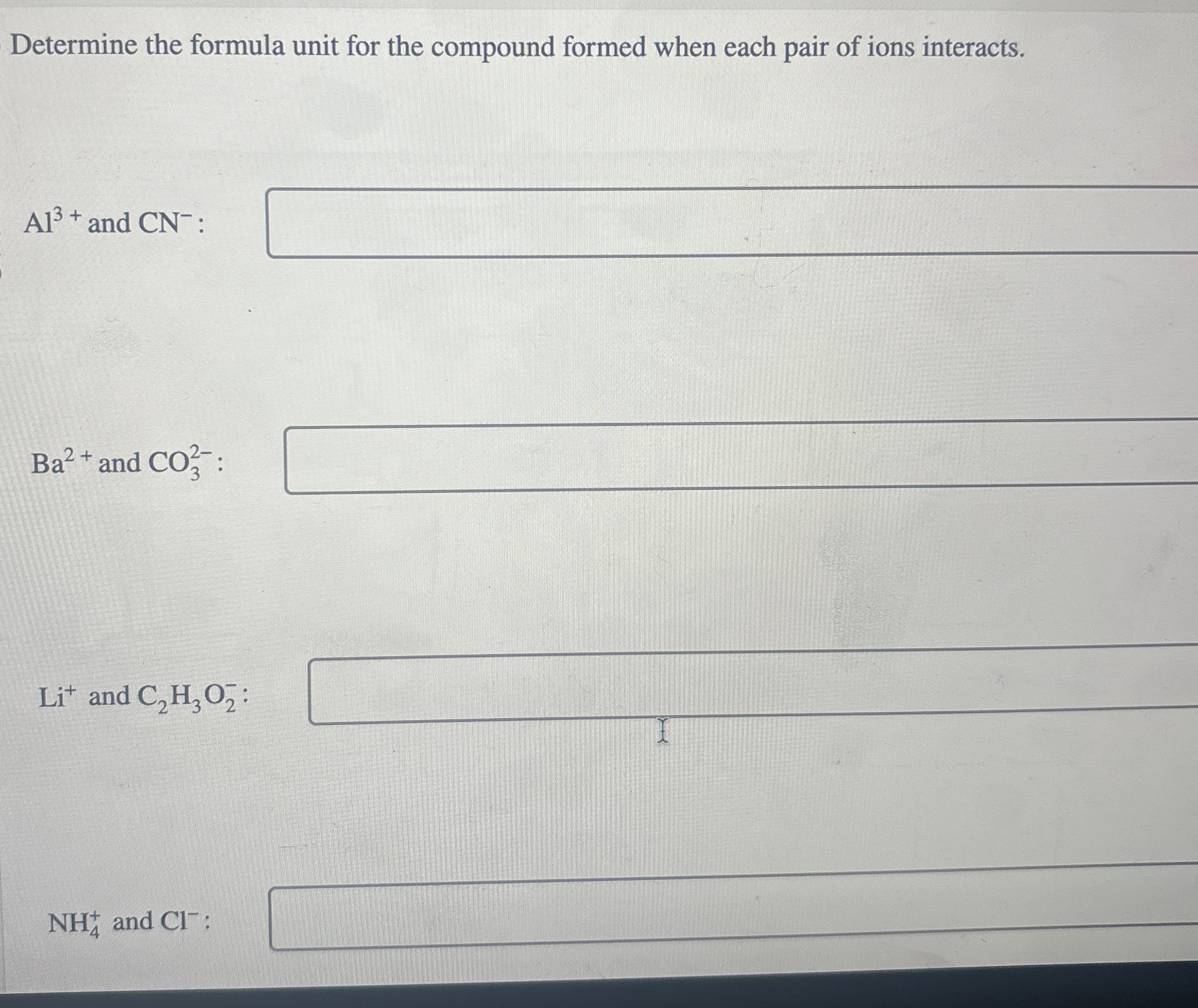 Solved Determine the formula unit for the compound formed | Chegg.com