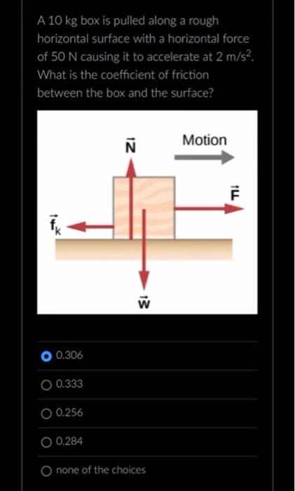 Solved A 10 kg box is pulled along a rough horizontal | Chegg.com