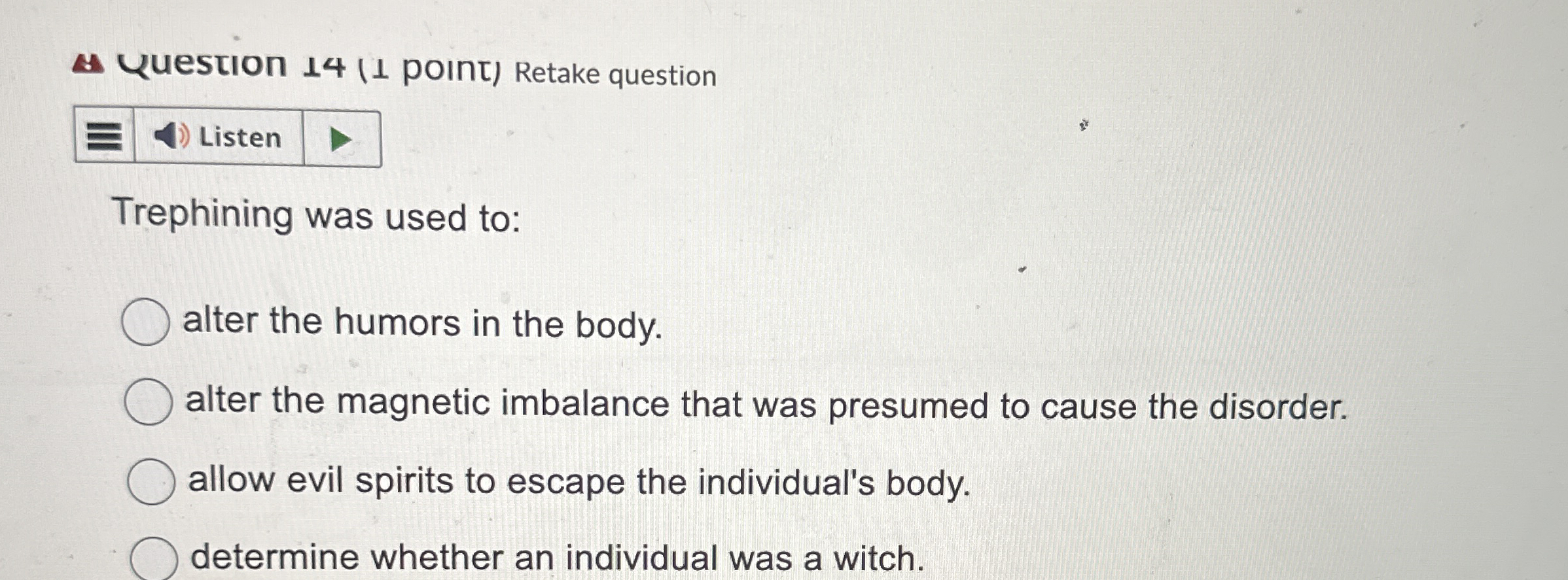 Solved Question 14 (1 ﻿point) ﻿Retake | Chegg.com