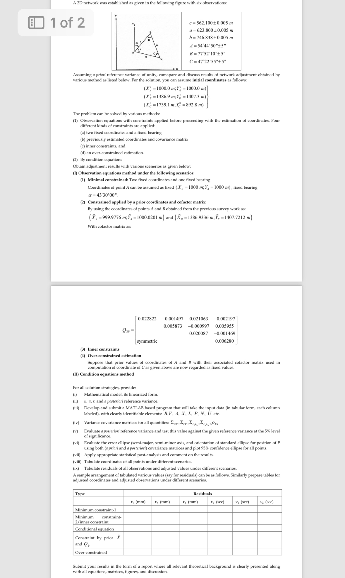 Solved A 2D network was established as given in the | Chegg.com