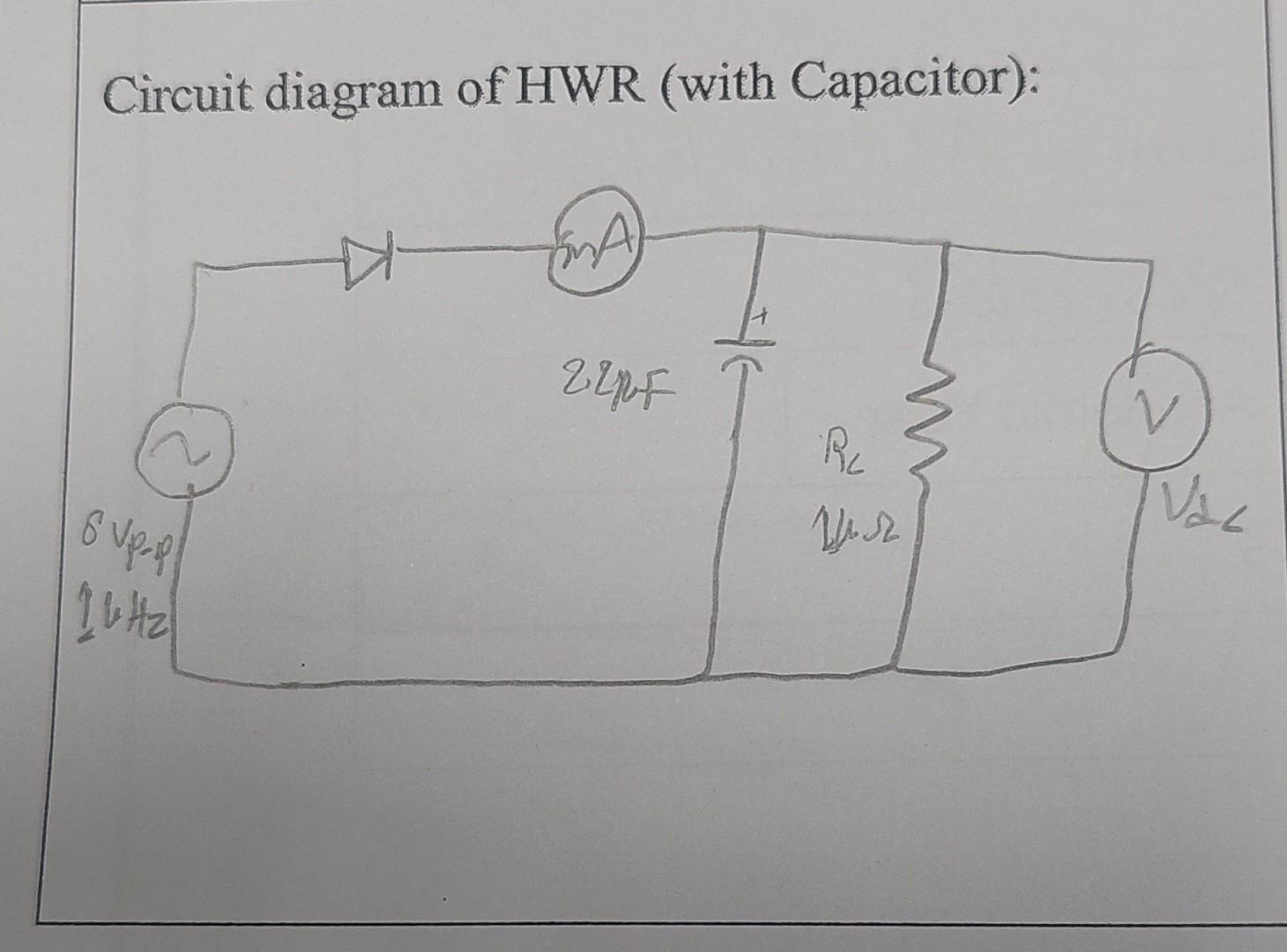 Solved Circuit diagram of HWR (with Capacitor): | Chegg.com