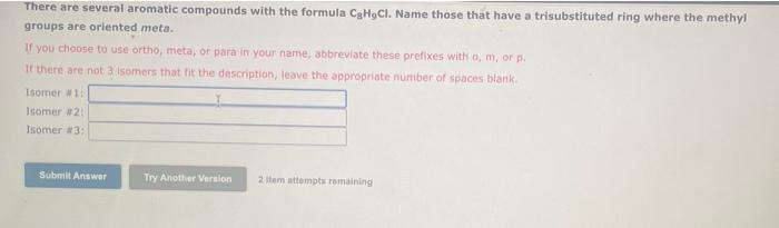 Solved There are several aromatic compounds with the formula | Chegg.com