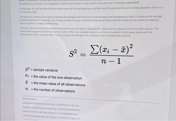 S2=n−1∑(xi−xˉ)2 S2= sample variance xi= the value of | Chegg.com