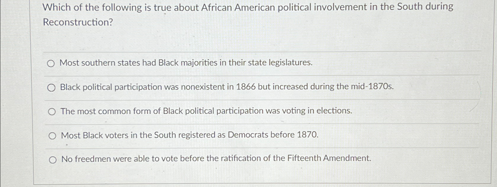 Solved Which of the following is true about African American | Chegg.com