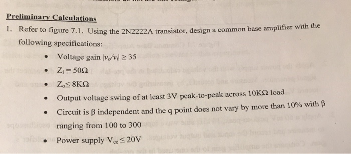 Preliminary Calculations 1. Refer to figure 7.1. | Chegg.com