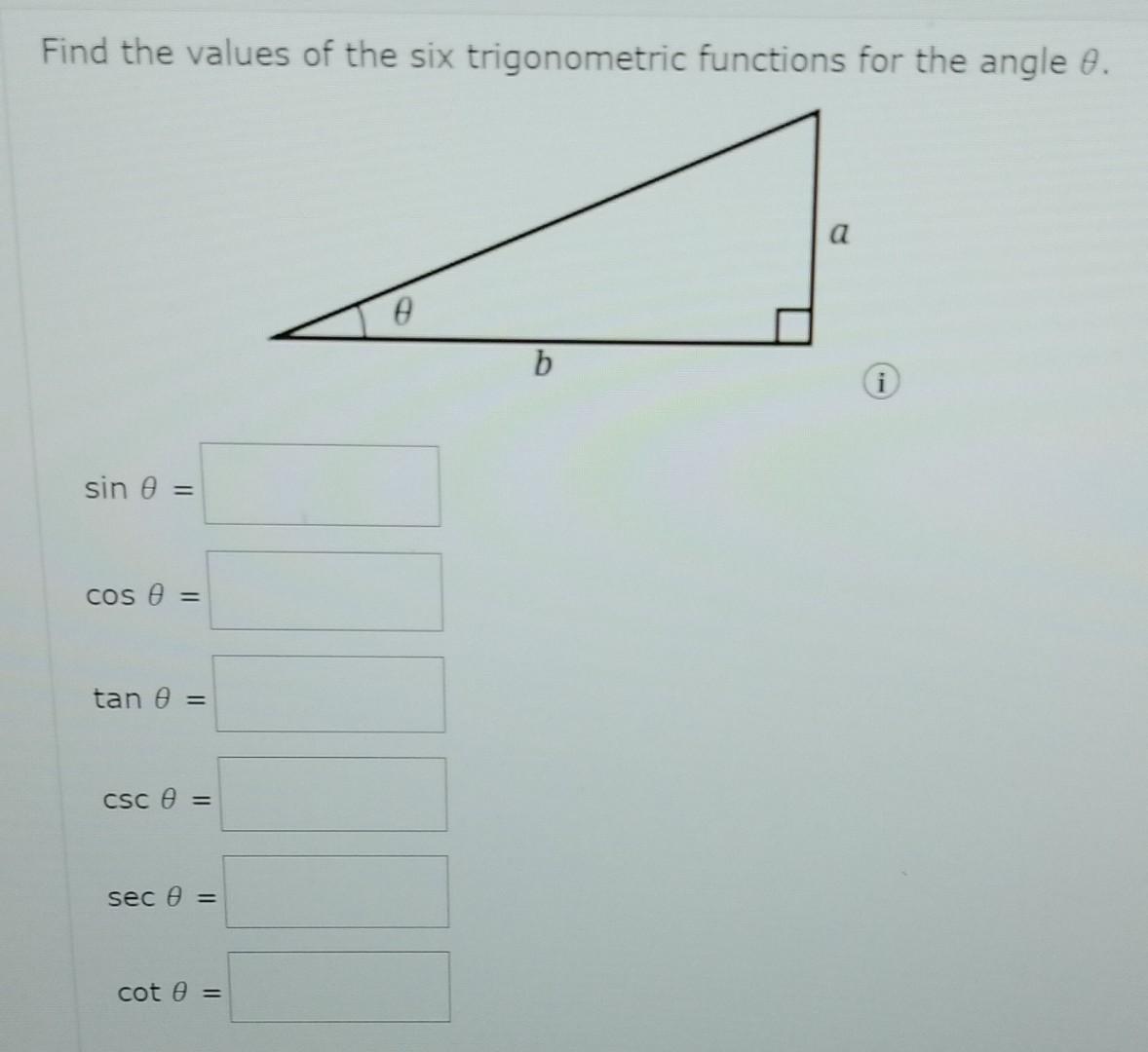 Solved Find The Values Of The Six Trigonometric Functions