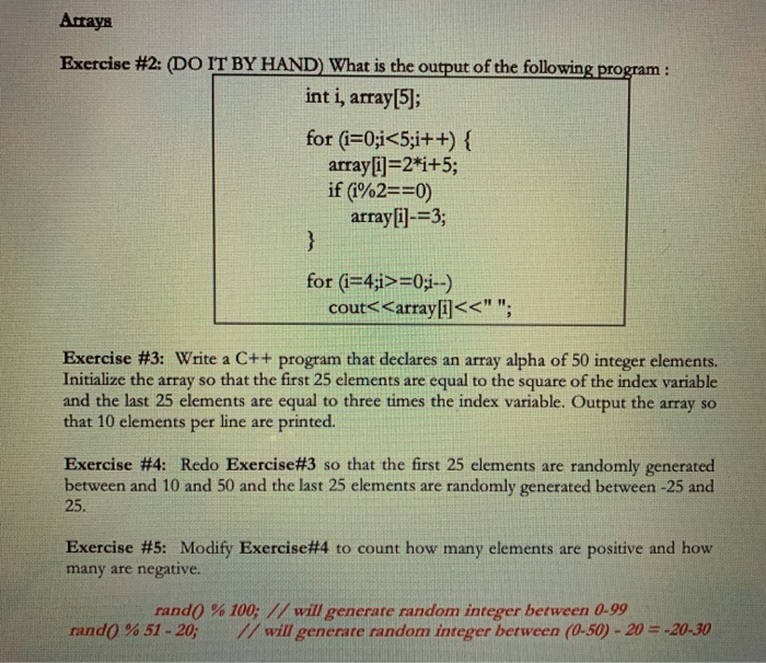 Solved Arrays Exercise #2: (DO IT BY HAND What is the output | Chegg.com