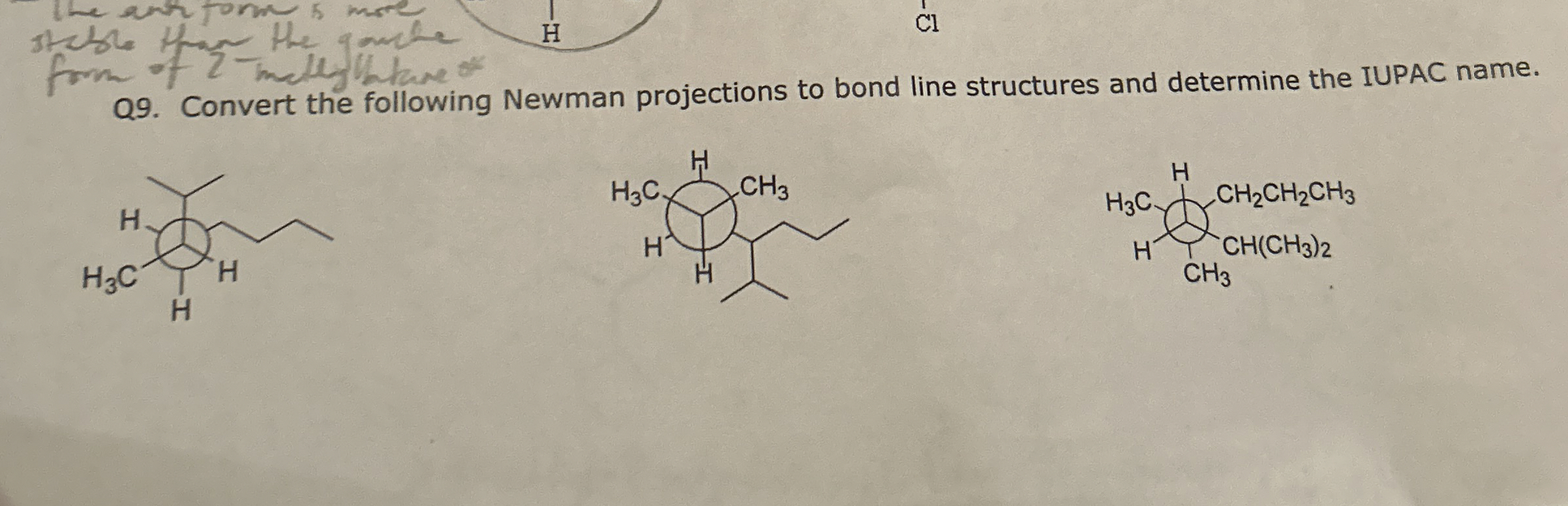 Solved Q9. Convert the following Newman projections to bond | Chegg.com Solved Q9. Convert the following Newman projections to bond | Chegg.com