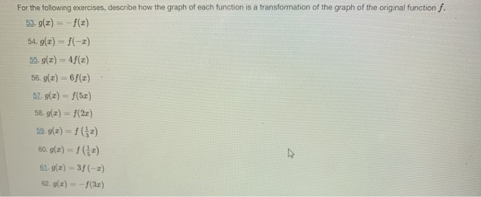 Solved For the following exercises, describe how the graph | Chegg.com