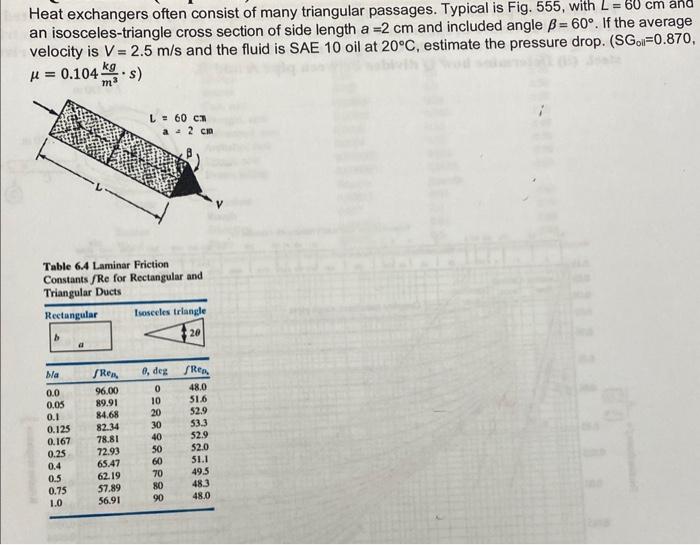 Solved Heat exchangers often consist of many triangular | Chegg.com