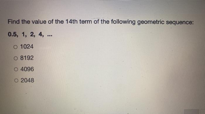 Solved Find the value of the 14th term of the following | Chegg.com