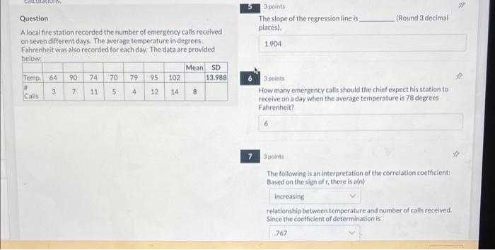 Solved Question A local fire station recorded the number of | Chegg.com