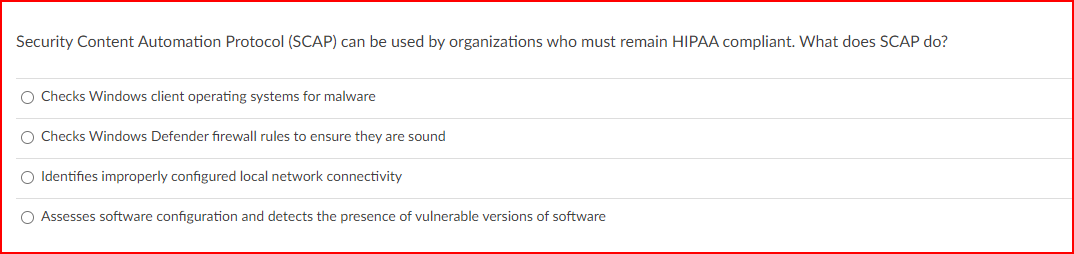 Solved Security Content Automation Protocol (SCAP) ﻿can be | Chegg.com