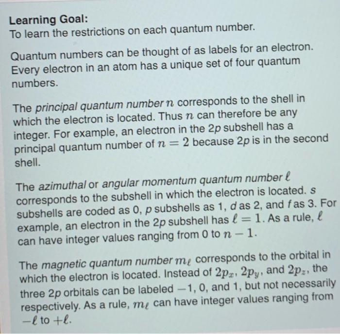Solved Learning Goal: To learn the restrictions on each | Chegg.com