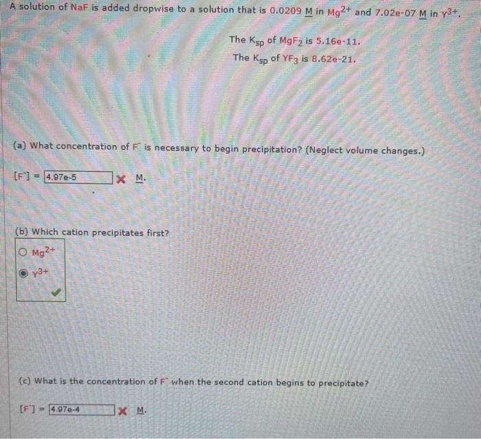 Solved A solution of NaF is added dropwise to a solution | Chegg.com