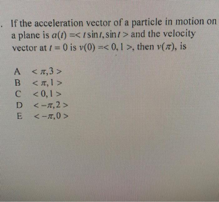 Solved • If the acceleration vector of a particle in motion | Chegg.com