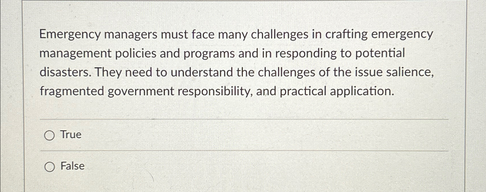 Solved Emergency managers must face many challenges in | Chegg.com