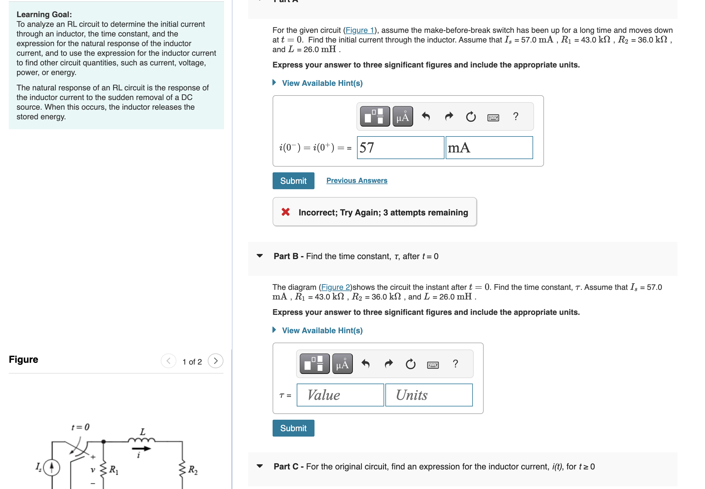 Solved Learning Goal:To ﻿analyze an RL ﻿circuit to | Chegg.com