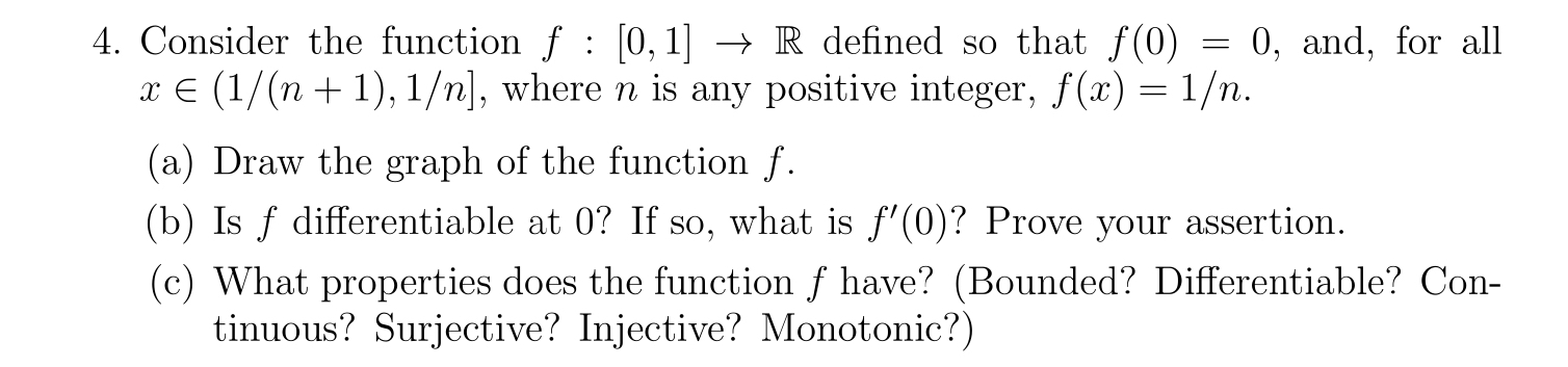 Solved Consider the function f:[0,1]→R ﻿defined so that | Chegg.com