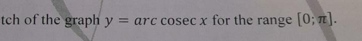 Solved tch of the graph y = arc cosec x for the range [0; ). | Chegg.com