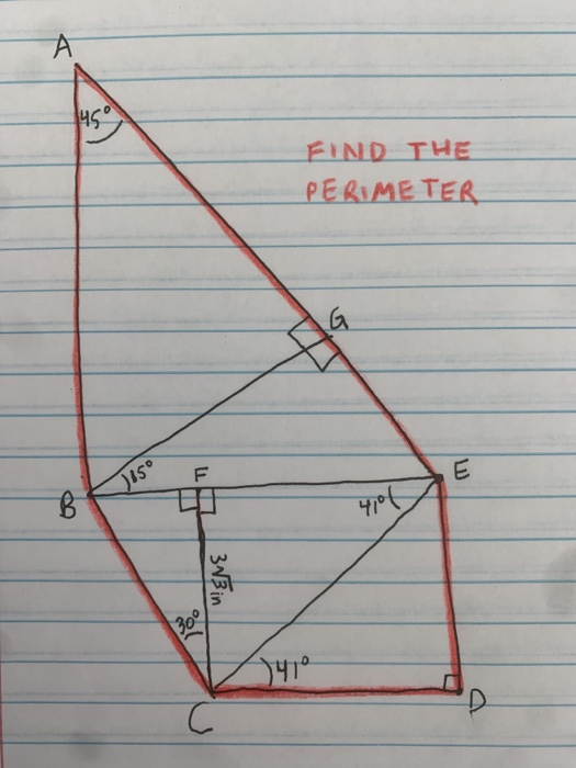 Solved Find the perimeter of the figure using the 6 trig | Chegg.com