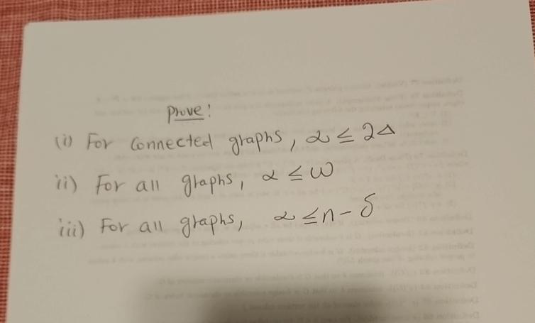 Prove I ﻿for Connected Graphs α≤2Δii ﻿for All