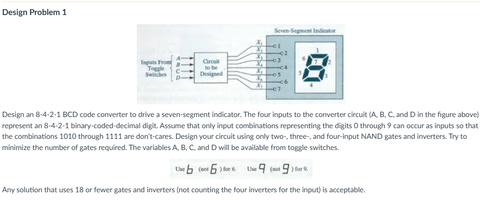 Solved Design Problem 1Design an 8-4-2-1 BCD ﻿code converter | Chegg.com
