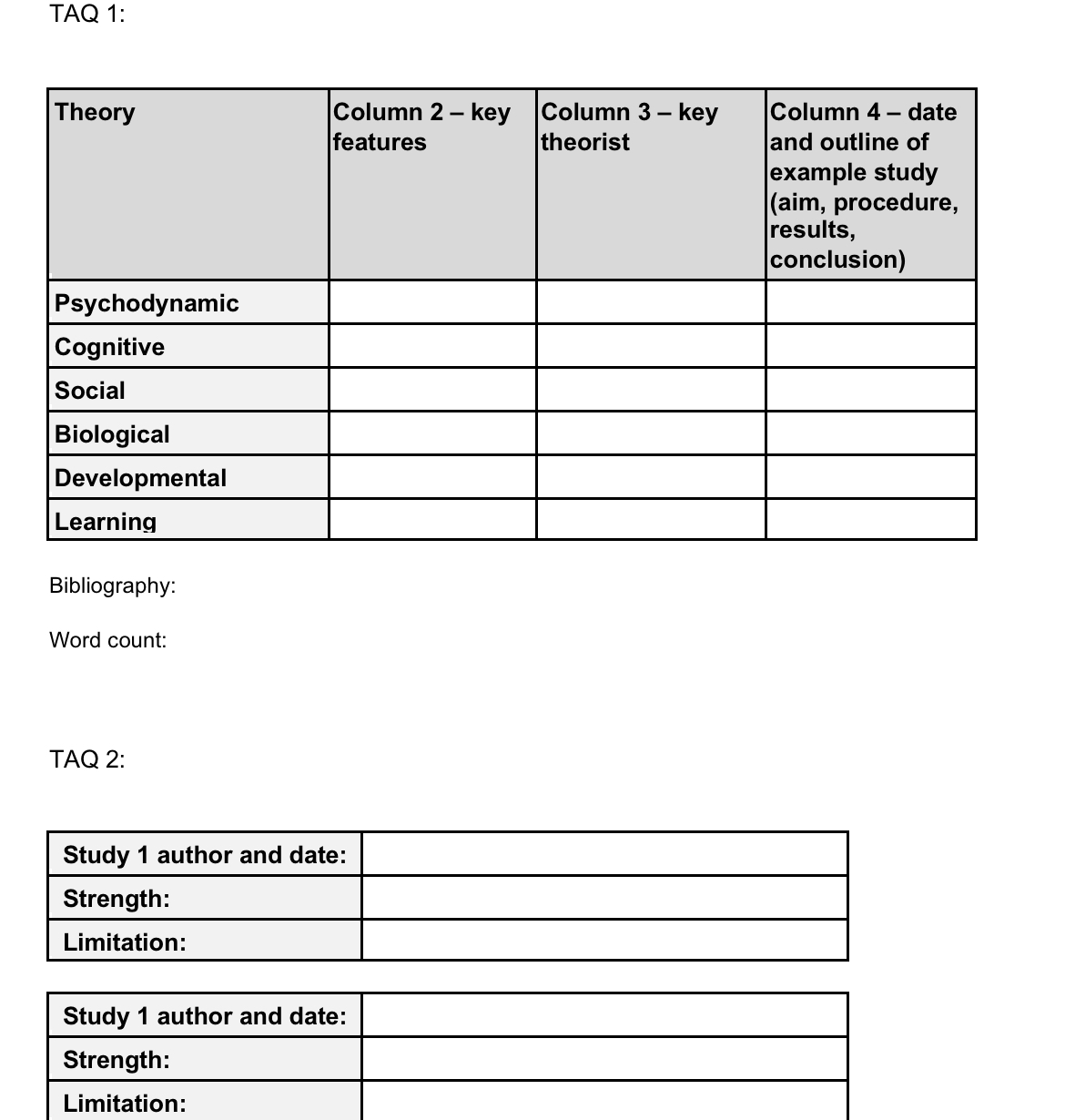 Solved TAQ 1:\table[[Theory,\table[[Column | Chegg.com