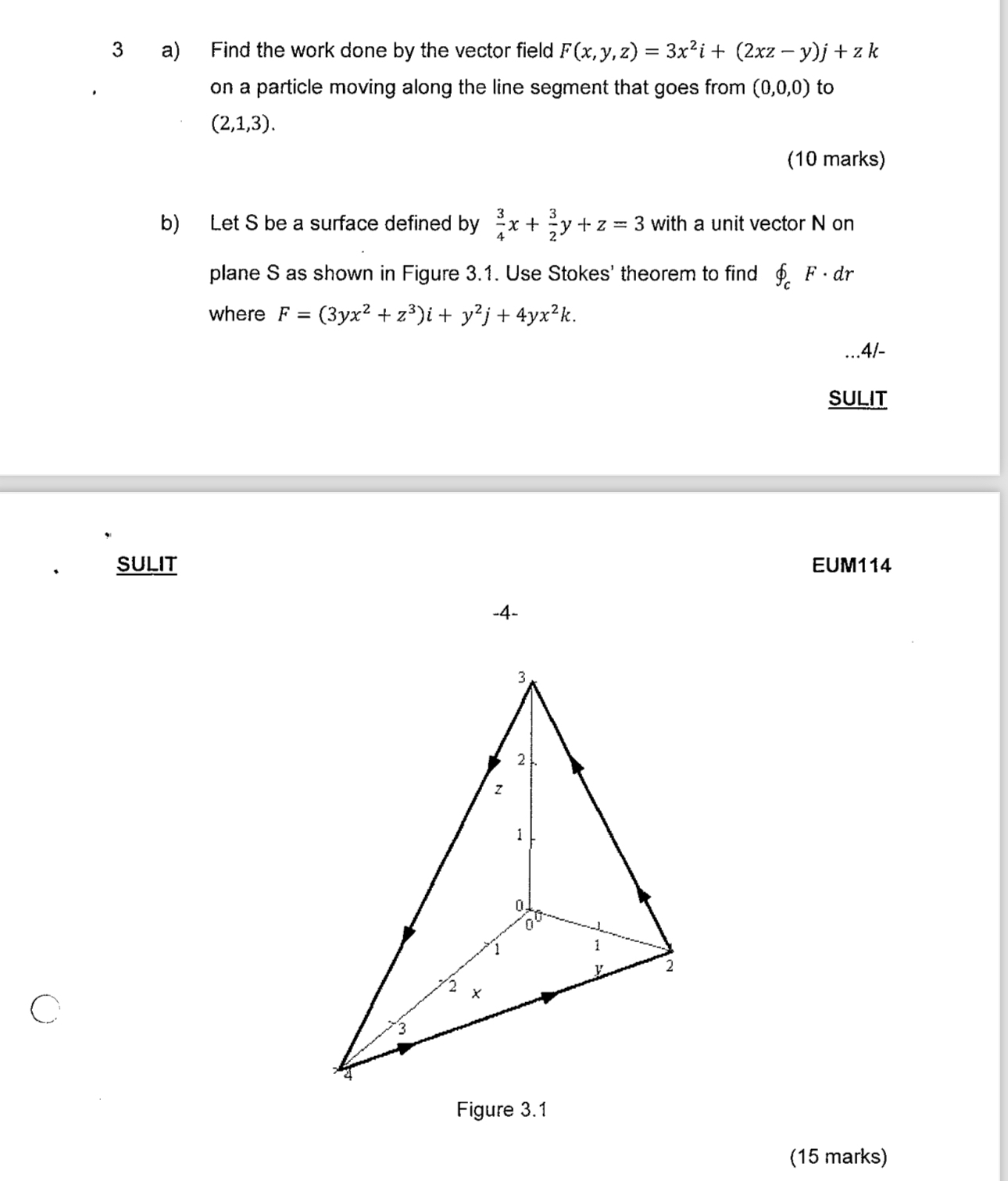 Solved 3 ﻿a) ﻿Find the work done by the vector field | Chegg.com