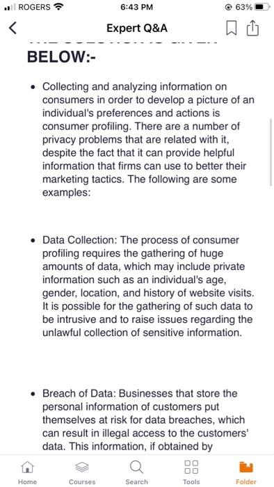 Solved - Collecting and analyzing information on consumers | Chegg.com