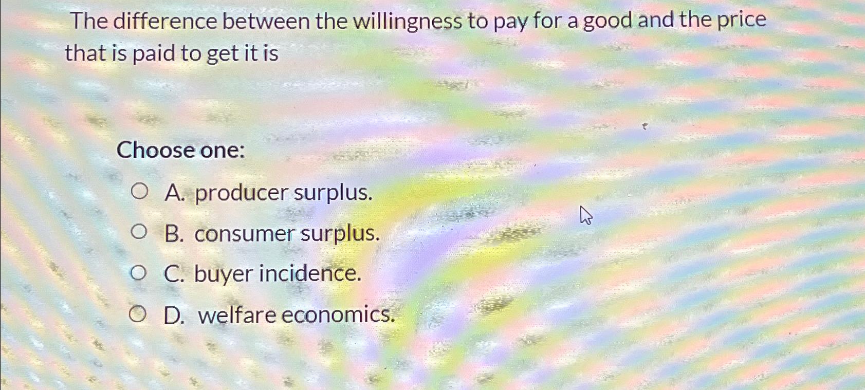 Solved The difference between the willingness to pay for a | Chegg.com