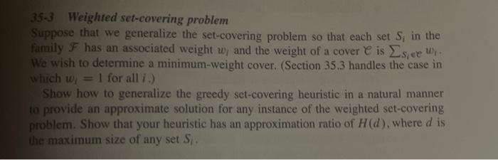 Solved 35.3 Weighted set-covering problem Suppose that we | Chegg.com