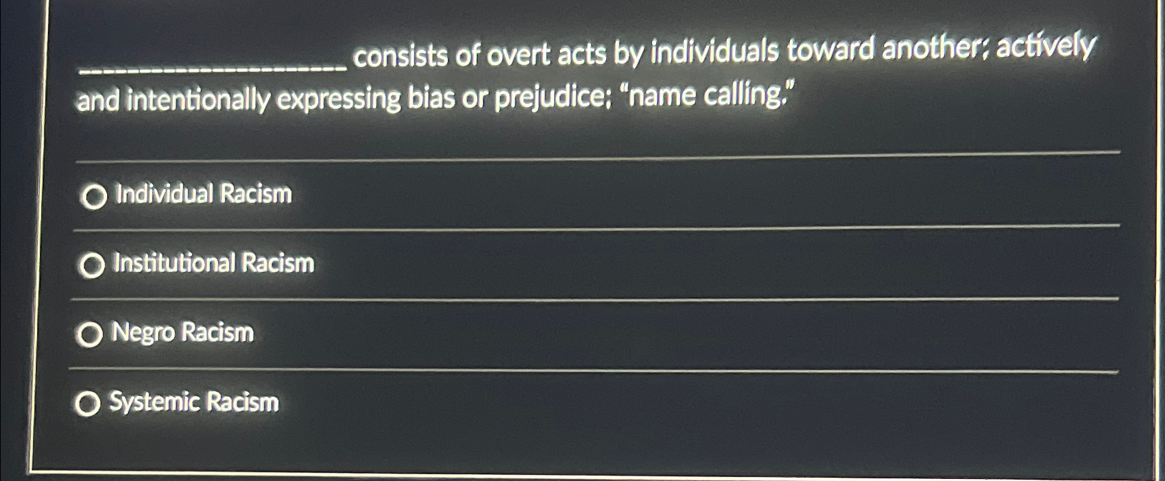 Solved consists of overt acts by individuals toward anotherr | Chegg.com