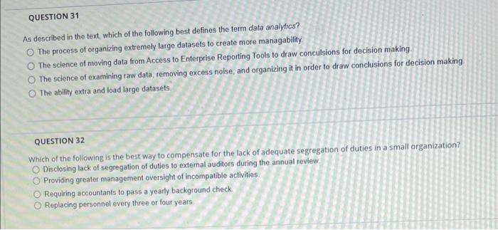 Solved QUESTION 31 As described in the text, which of the | Chegg.com