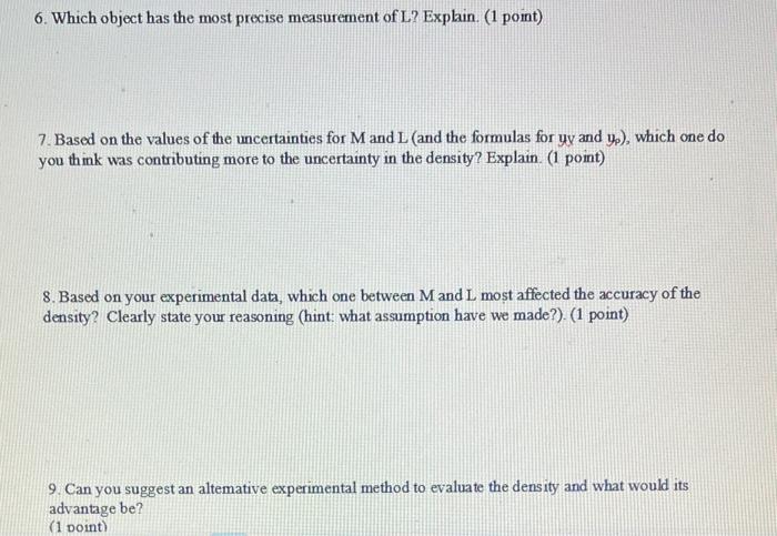 Solved please find the uncertainty in the data table 3 & | Chegg.com