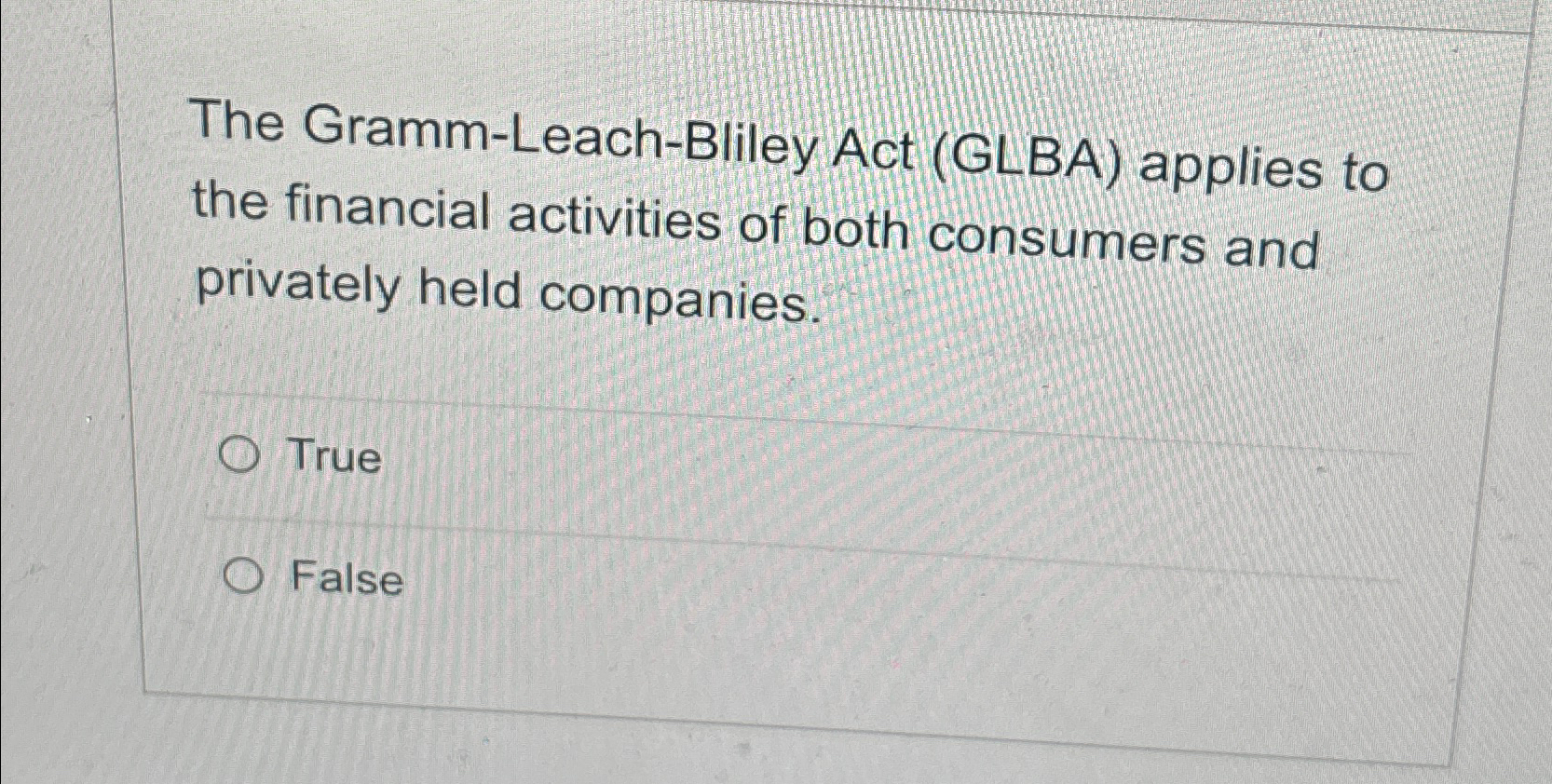 Solved The Gramm-Leach-Bliley Act (GLBA) ﻿applies to the | Chegg.com