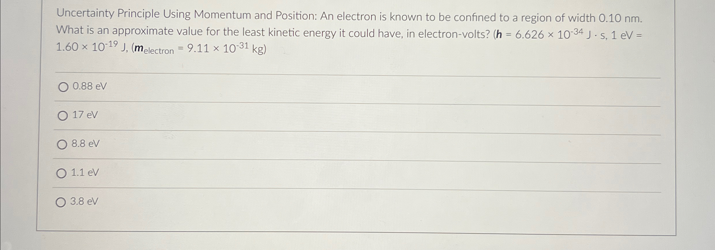 Solved Uncertainty Principle Using Momentum and Position: An | Chegg.com