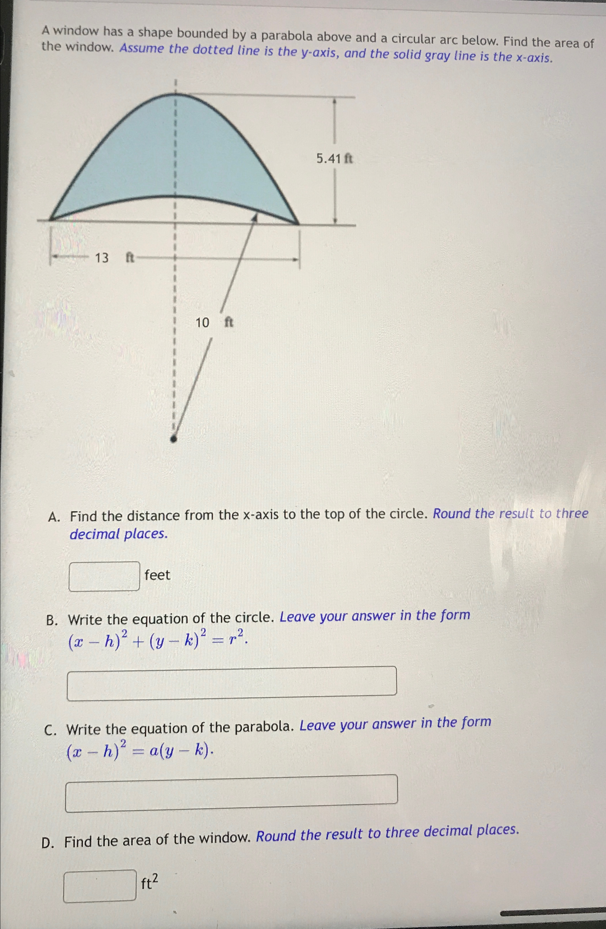 A window has a shape bounded by a parabola above and | Chegg.com