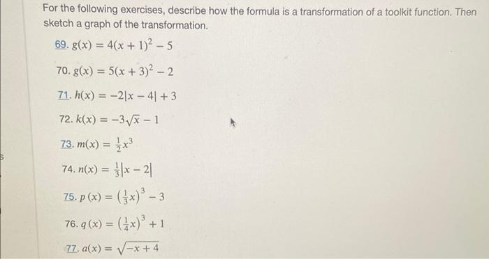 Solved For the following exercises, describe how the formula | Chegg.com