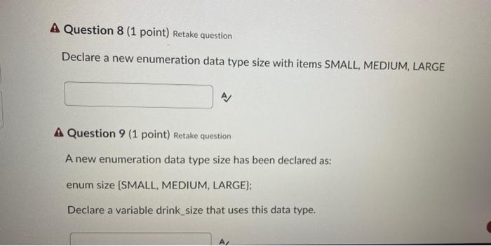 Solved Declare a new enumeration data type size with items | Chegg.com