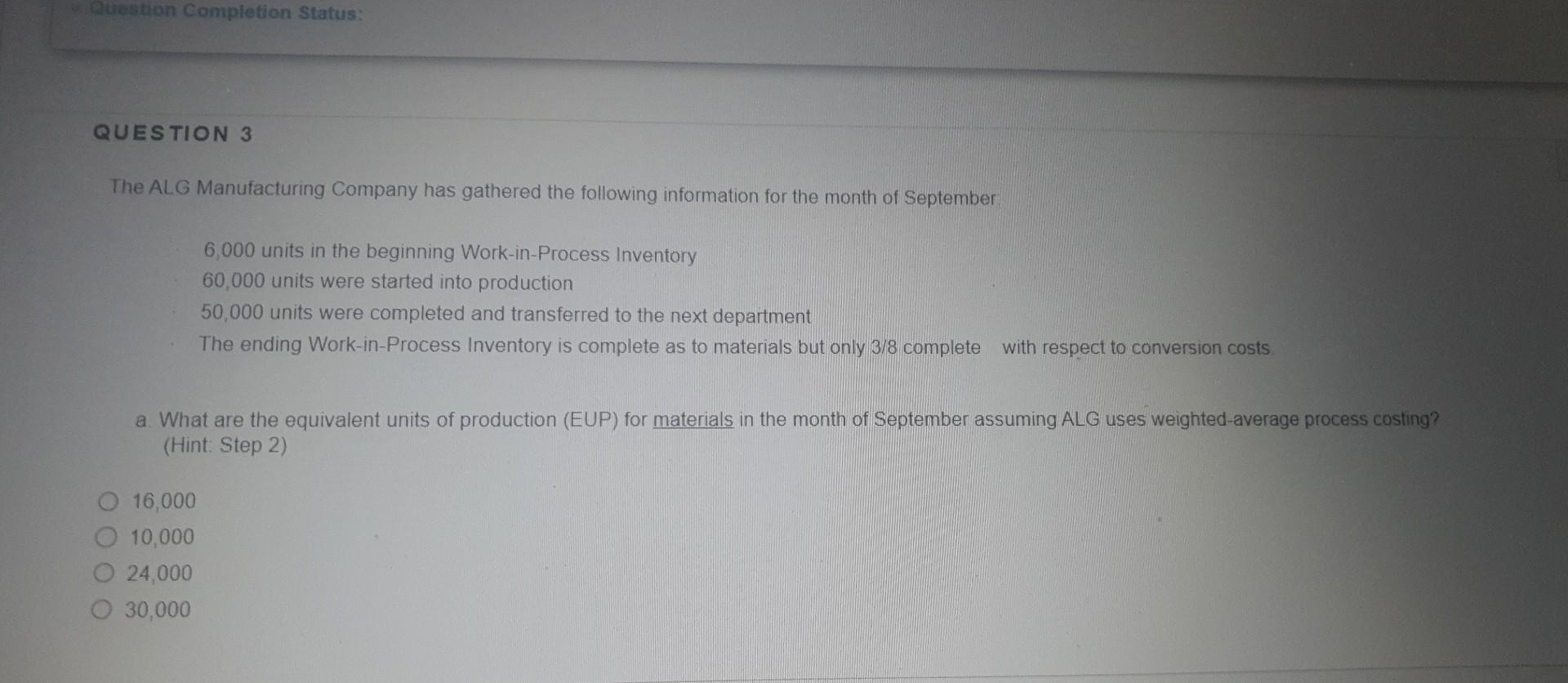 Solved The ALG Manufacturing Company has gathered the | Chegg.com