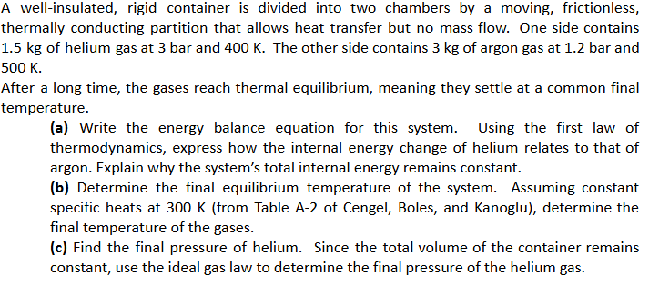 Solved A well-insulated, rigid container is divided into two | Chegg.com