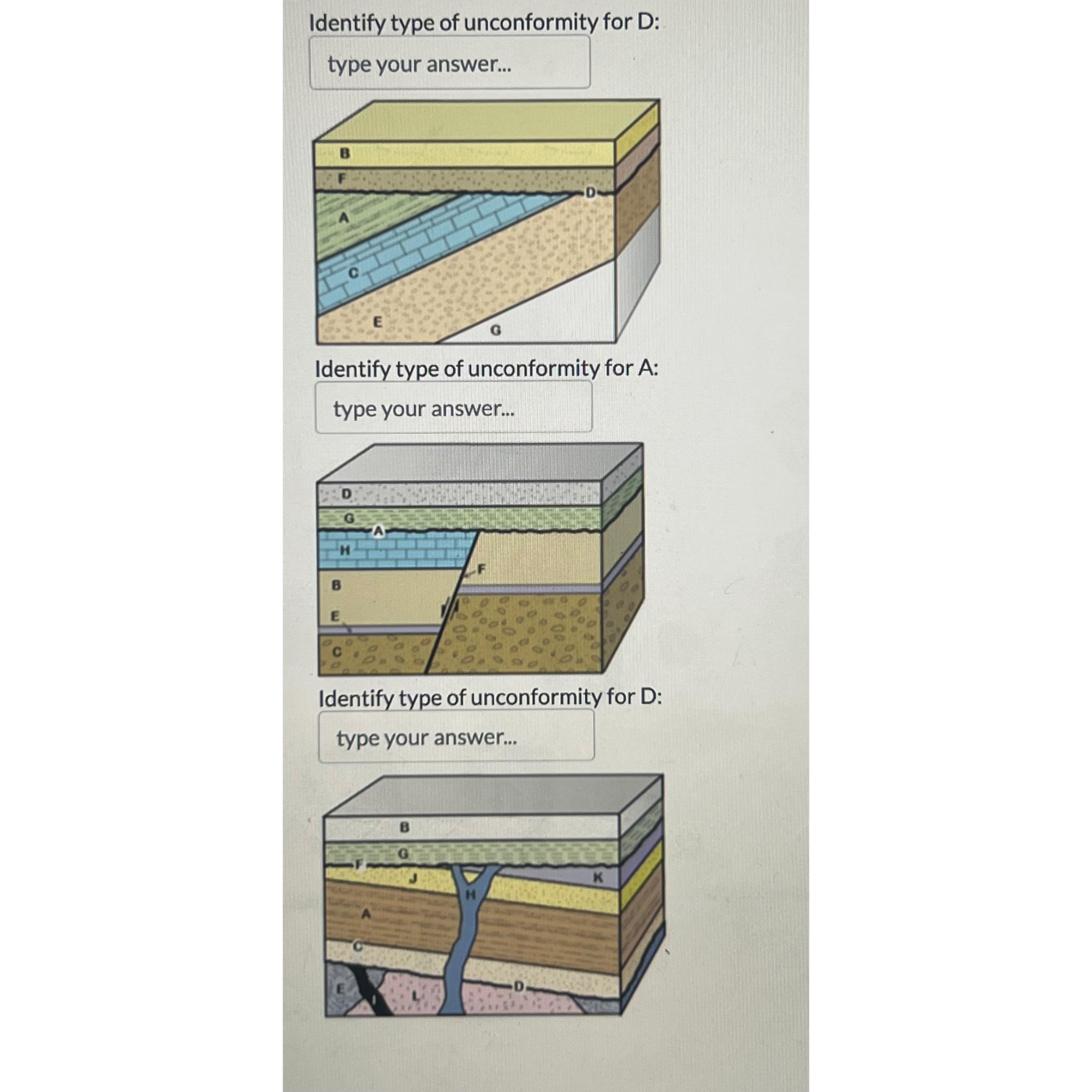 Solved Identify Type Of Unconformity For D Identify Type Of
