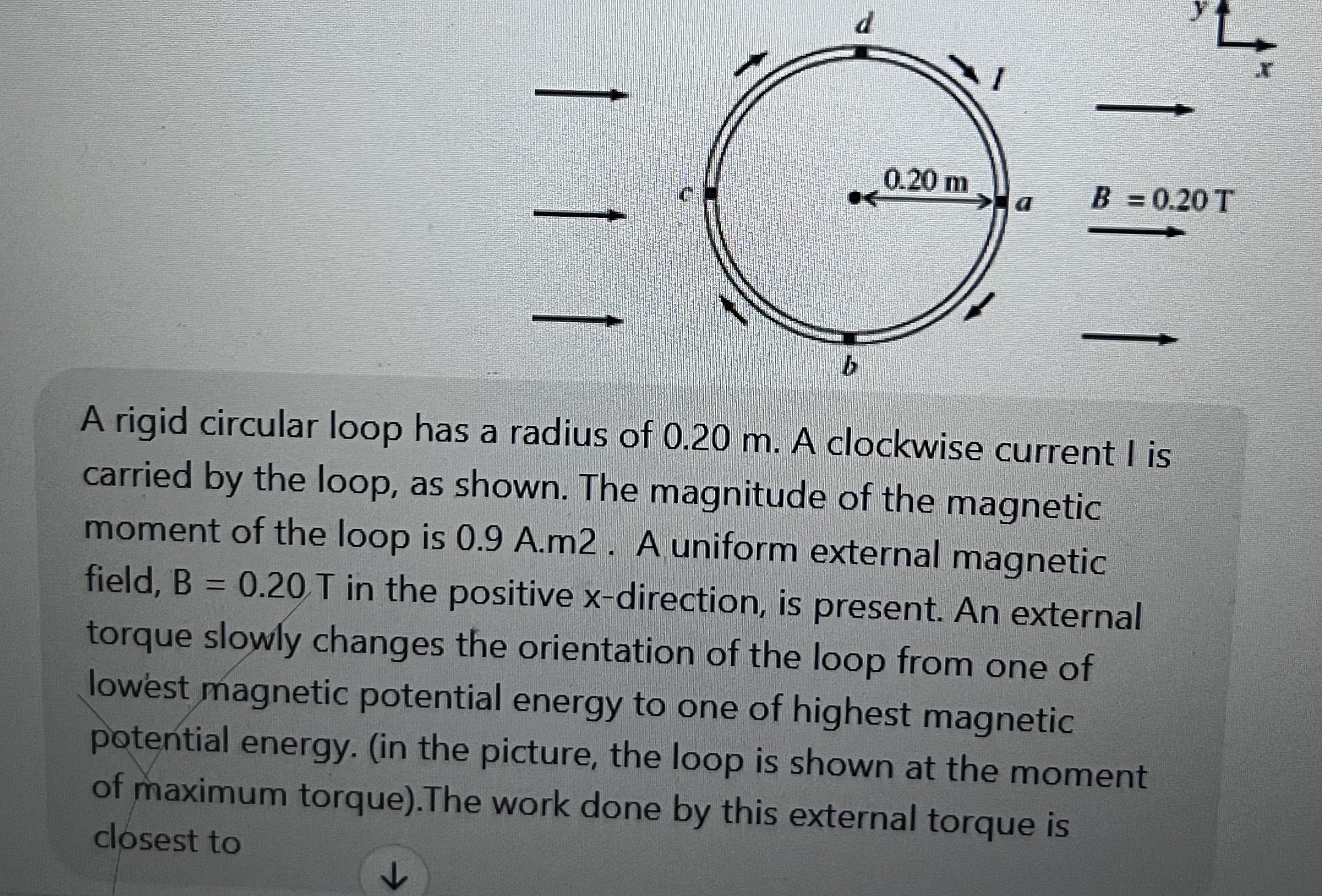 Solved A rigid circular loop has a radius of 0.20 ﻿m . ﻿A | Chegg.com